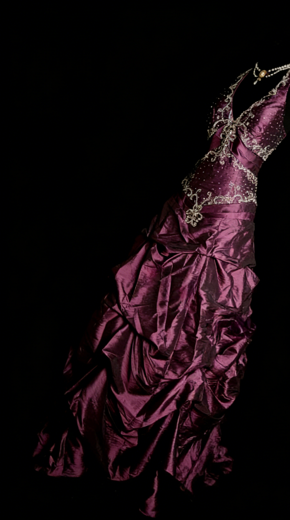 Elegant Halter Purple Long Prom Dresses Beaded Satin A-Line Birthday D ...