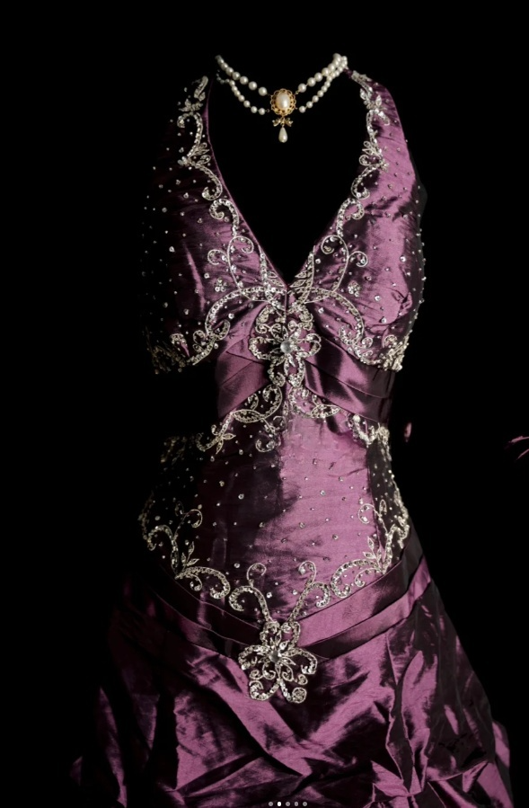Elegant Halter Purple Long Prom Dresses Beaded Satin A-Line Birthday D ...